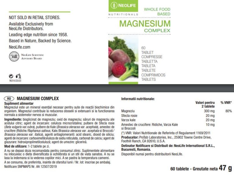 MAGNESIUM COMPLEX - Distribuitor NeoLife 0722.794.224